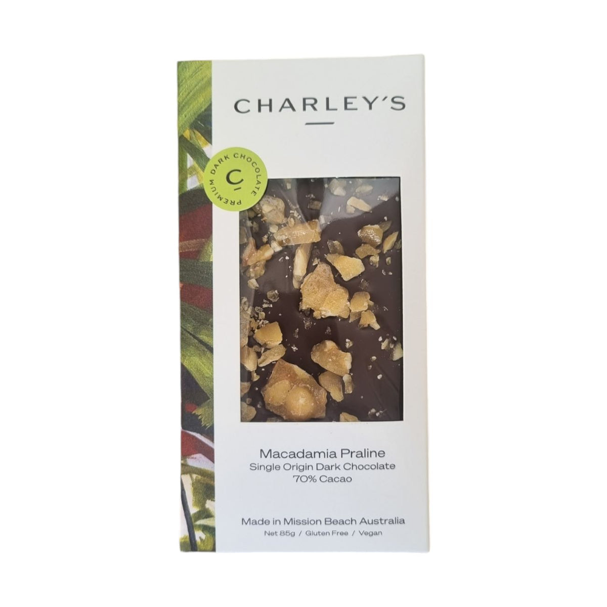 Charley's Macadamia Praline Single Origin 70% Dark Chocolate Bar 85g x ...