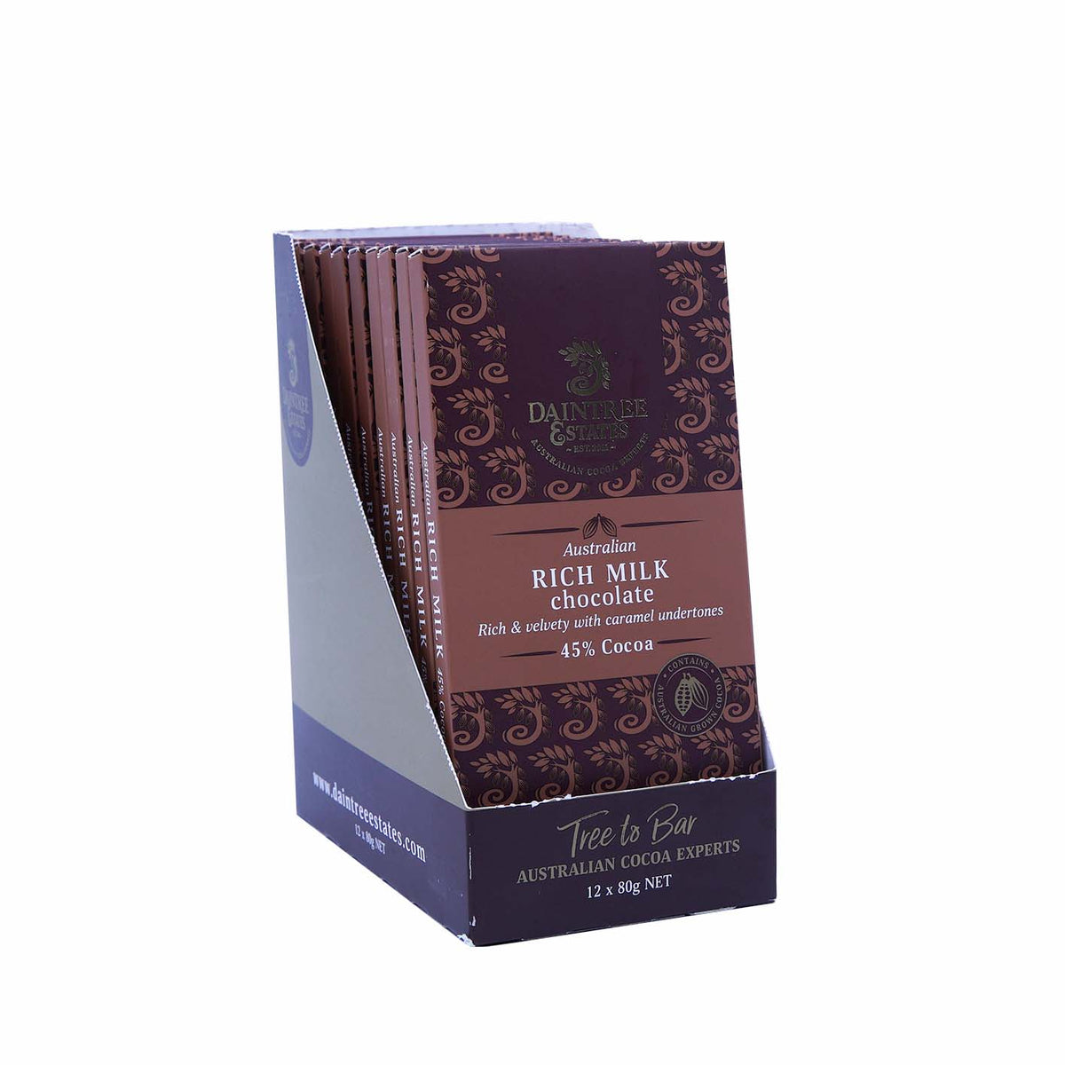 Daintree Estates Rich Milk Block 45% 12 x 80g – Nicerteas Gourmet Food